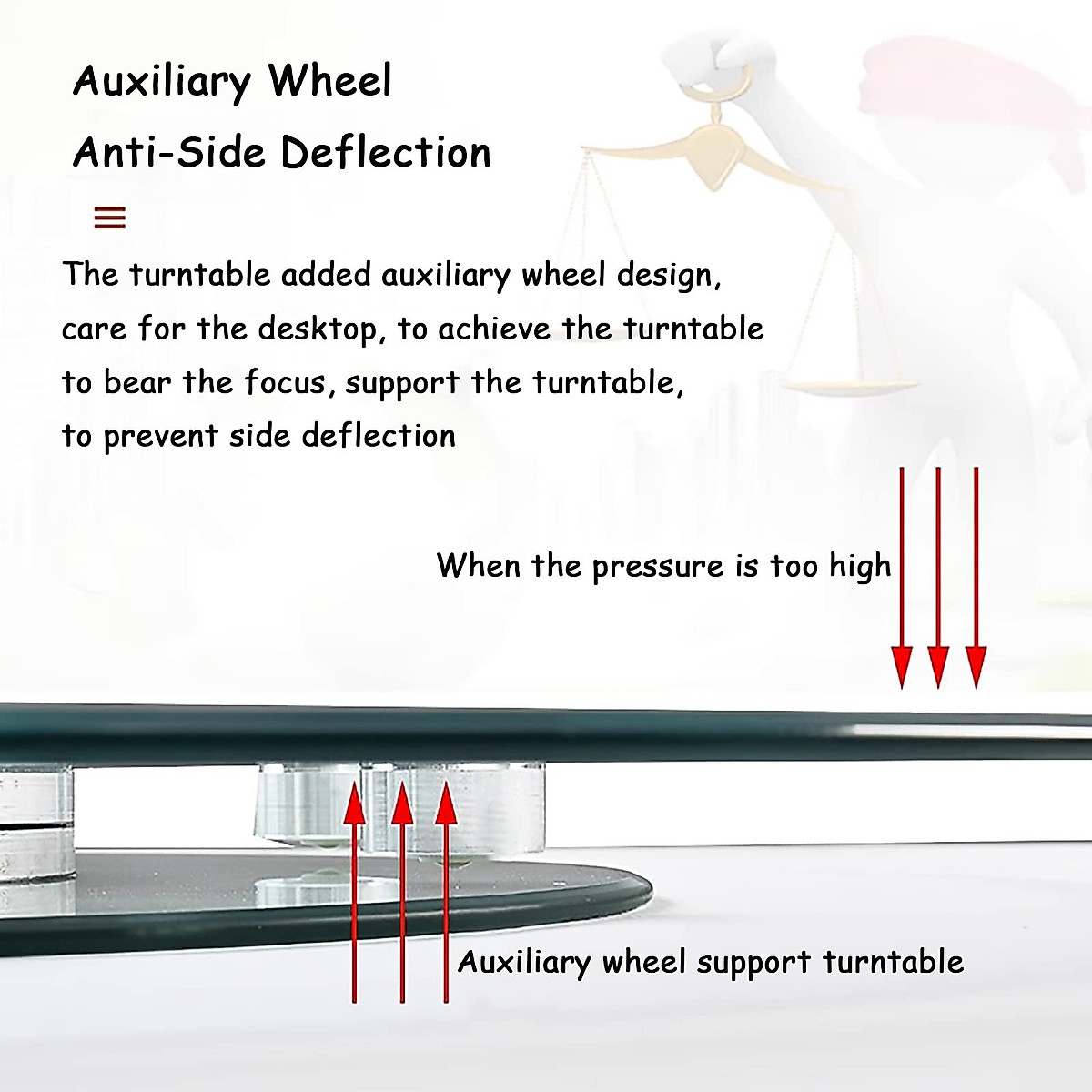 Transparent Glass Lazy Susan Turntable 0.31in Thick Rotating Serving Tray Round Tabletop Rotating Tray with Aluminum Alloy Auxiliary Wheel Bearing Not Easy to Dump Easy to Share Food (Size : 35in)