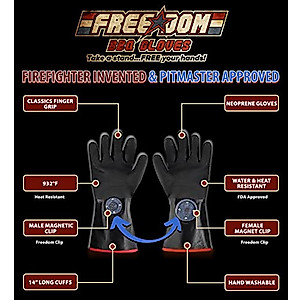 MagneCHEF Freedom BBQ Glove, Heat Resistant 932℉, Easy On & Off Glove for Grill/Smoker/Cooking/Pit/Barbecue/Oven/Fryer, Textured Palm No Slip Grip, Waterproof & Oil Resistant (Black Traditional Fit)