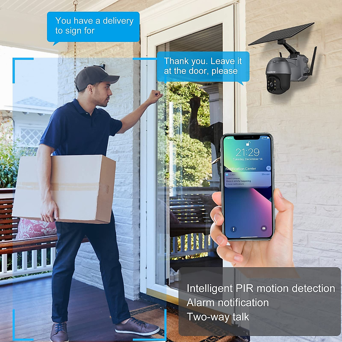 Security Camera Wireless Outdoor/Home, Solar 360° PTZ Surveillance System with 24000mAh Battery, Color Night Vision, WiFi, PIR Motion Detection, APP Alert Push, Spotlight and Siren, Two-Way Talk, IP66