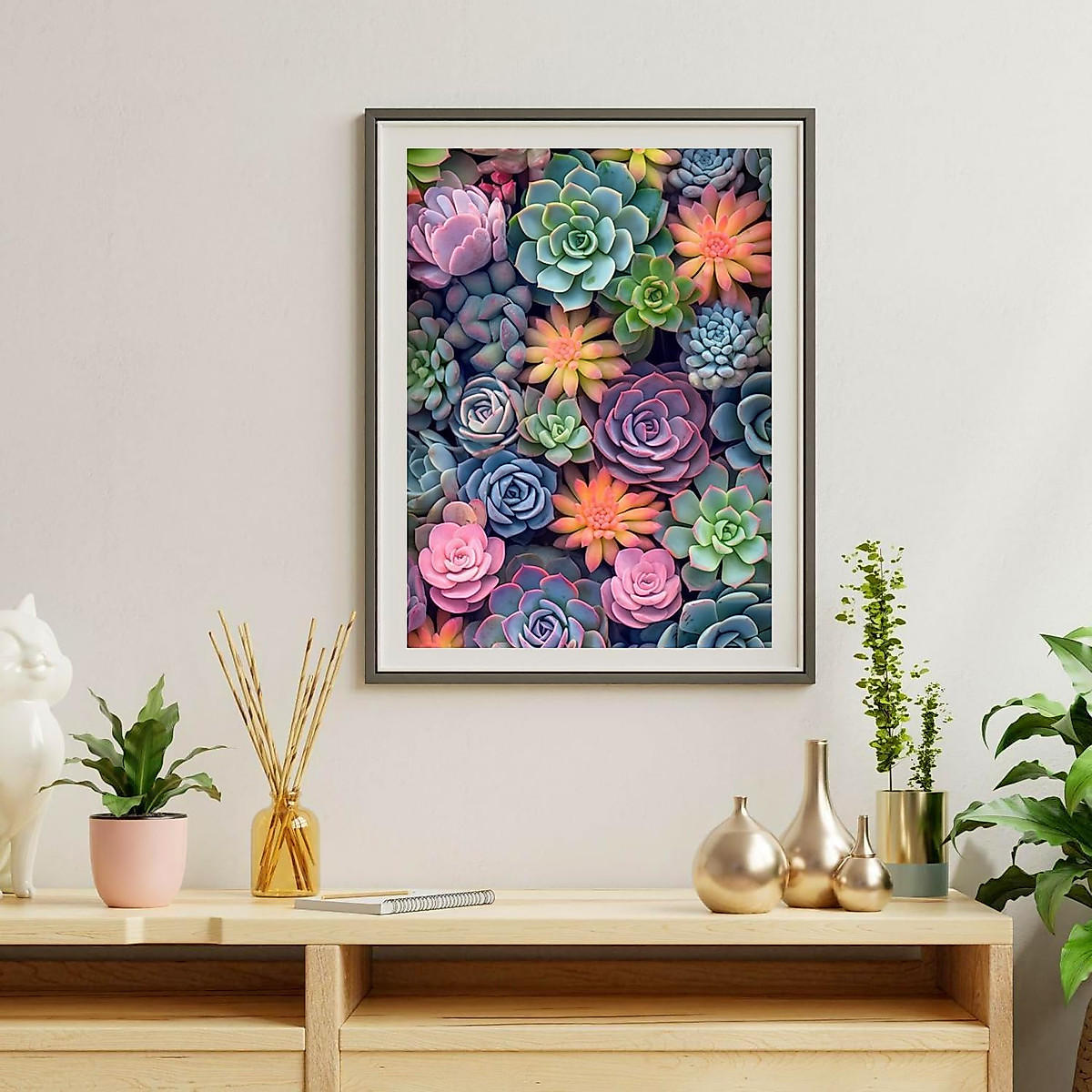 Ausanrl Succulents Diamond Painting Kits for Adults Beginners-Succulents Plant Diamond Art Kits for Adults,Flower Gem Art Kits for Adults for Gift Home Wall Decor Gifts 12x16inch
