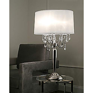 Ok Lighting OK-5109T Crystal Silver Table Lamp, 16" x 16" x 30"