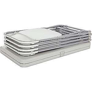 Office Star Resin 5-Piece Folding Square Table and Chair Set, Light Grey