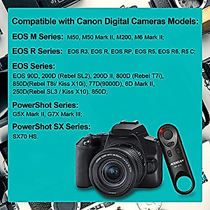 Wireless Camera Remote Shutter Release for Canon R3/ R7/ R10/ M50/ EOS M6 Mark II/R/RP /90D /6D Mark II /R5/ R6 /800D /850D /250D/Rebel SL2 /T7i /G5 X Mark II /G7 X Mark III, Replace Canon BR-E1