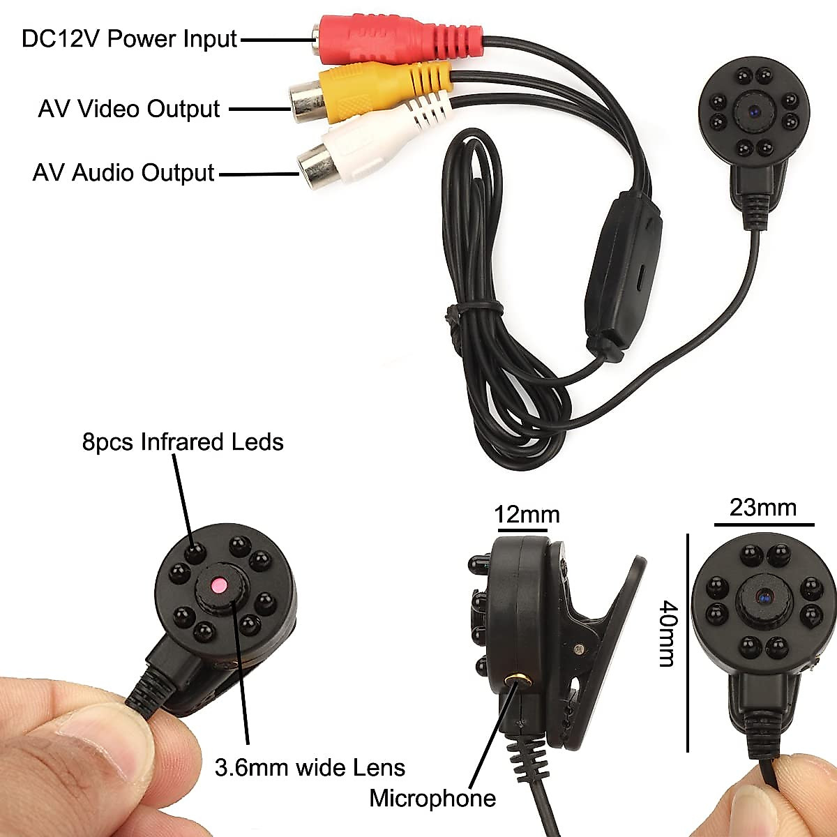 Vanxse® CCTV Mini Security Camera Hd 3.6mm 90degree 1000tvl 8PCS Infrared IR LEDs Night Vision Indoor/Outdoor Mini CCTV Surveillance Camera