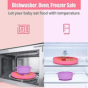 Baby Plate Bowl - Silicone Mini Mat - Super Suction Placemat Bowl with 2 Spoons for Self Feeding, 100% Safe Silicone, Dishwasher and Microwave Safe KingKam