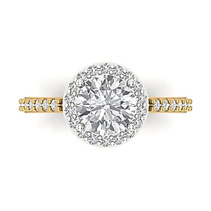 Clara Pucci 2.40 ct Round Cut Solitaire Halo Moissanite Designer Anniversary Bridal Engagement Ring 14k Yellow & White Gold 8.5
