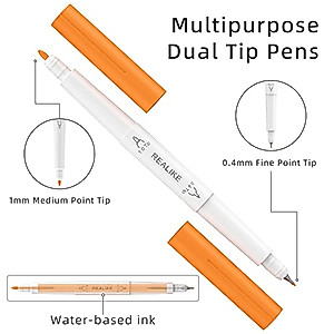 REALIKE Dual Tip Pens for Cricut Maker 3/Maker/Explore 3/Air 2/Air, Dual Tip Marker Pens Set of 36 Pack Fine Point Pen Writing Drawing Accessories for Cricut Machine (0.4 Tip & 1.0 Tip)