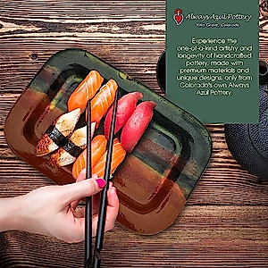 ALWAYS AZUL POTTERY Cowboy Roundup Rectangular Platter in Azulscape Glaze - Handmade Pottery Platter- Ceramic Dinnerware and Kitchen Tableware - Rectangular Serving Plate for Food Dishes and Display