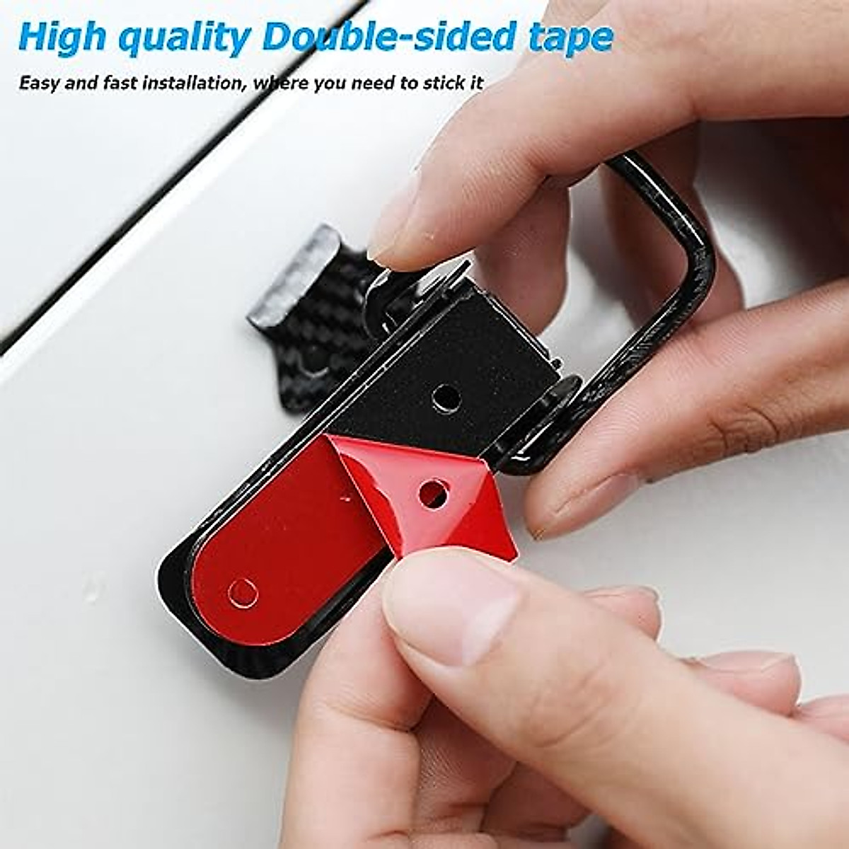 BESULEN Car Bumper Hook Lock Clips, 2 Pack Universal Toggle Clamp Quick Release Fasteners, Carbon Fiber Security Hook Lock Clips Accessories for Car Truck Bumper, Fender, Trunk, Hatch Lids (Small)