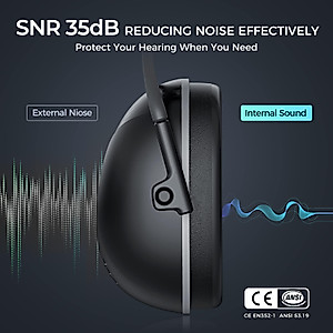 SNR35dB Hearing Protection Ear Muffs for Noise Reduction, Effective Ear Protection, Noise Cancelling Ear Muffs, Ear Protection for Shooting, Mowing, Autism, Sleeping, Safety Earmuffs with Storage Bag