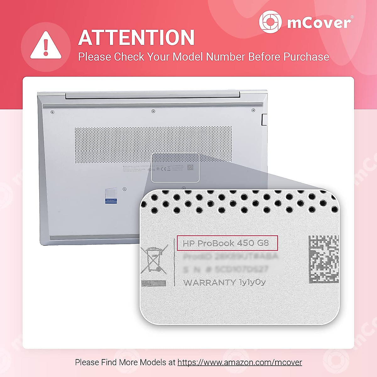mCover Case Compatible ONLY for 2021～2024 15.6" HP ProBook 450 | 455 G8 / G9 / G10 Series Windows Notebook PC (NOT Fitting Other HP Models) - Purple
