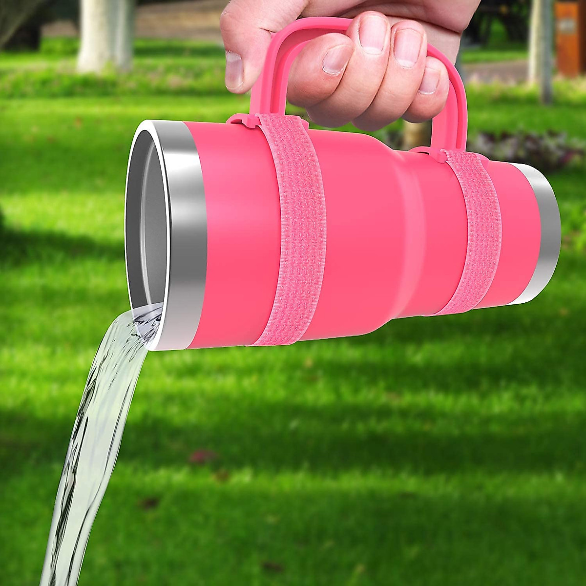 yoelike - 5 Colors - New Upgrade Adjustable Handle Fit for 20 Oz to 40 Oz of YETI, RTIC, Ozark Trail, Simple-Moden, Beast, SUNWILL, ALOUFEA, All Brand Travel Tumbler Cup Mug Bottle BPA FREE (Pink)