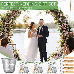 Funnymoom 50 Set Wedding Party Favors for Guests Wedding Short Glasses Cheers to Love Pint Cups Beer Bottle Opener with Thank You Cards Organza Bags Wedding Thank You Gifts for Bridal Shower