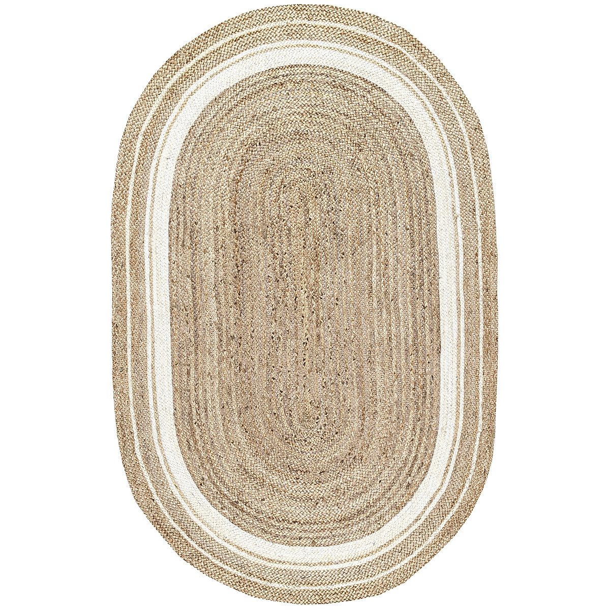nuLOOM Rikki Coastal Braided Jute Area Rug, Oval 4x6, Off-white