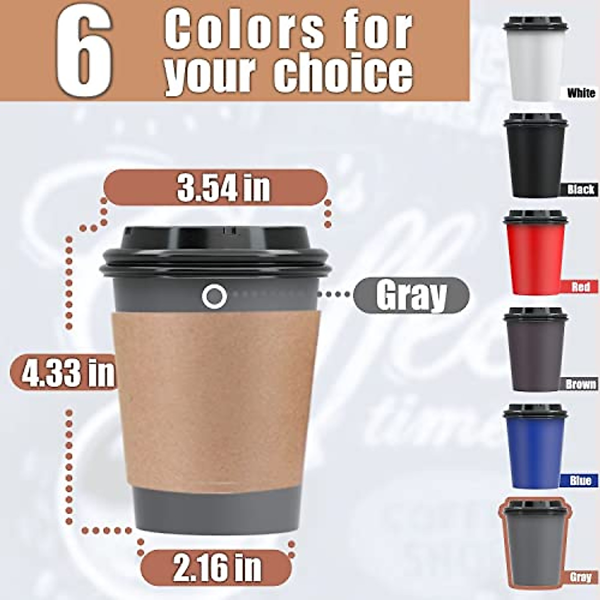 Luckypack Disposable Coffee Cups To Go with Travel Lids Sleeves and Straws 100% Biodegradable & Compostable Pla Eco Friendly Paper Coffee Cups 100 Sets of 12 oz