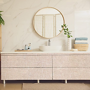 Yancorp 32.8ft Cream Textured Fabric Wallpaper Faux Grasscloth Beige Peel and Stick Wallpaper Self-Adhesive Wallpaper Linen Removable Wallpaper Cabinets Counter Top Liners, 15.7" X 394"