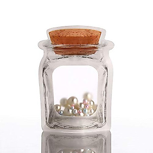 50Pcs Stand Up Clear Front Cork Mason Jar Pattern Zipper Bag Plastic Ziplock Pouch Portable Bottle Shape Food Preservation Smell Proof Packaging Pouches 7.8x5.5+2.7in (20x14+7cm)