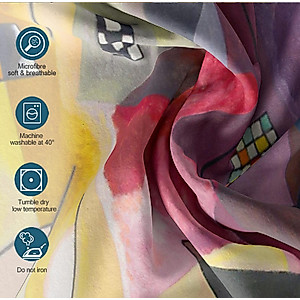 OLLIAR Home Colorful Duvet Cover Set Geometric Abstract 3 PCS Duvet Cover Famous Painting Prints Bedding Set All Season Lightweight Zipper Closure Super King Size