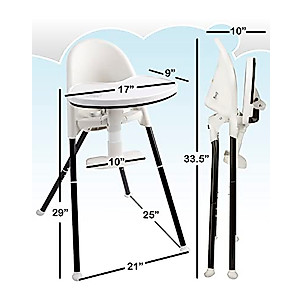 Primo Cozy Tot Deluxe Convertible Folding High Chair & Toddler Chair - Black, Black/White , 14x18x23.6 Inch (Pack of 1)