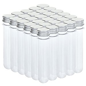 60 Pack 45 ml Plastic Test Tubes with Caps, Candy Tube Containers 140x25mm, Clear Test Tubes for Candy, Plastic Test Tube Container for Scientific Experiments, Party Favors, Bath Salts, Storage Tube