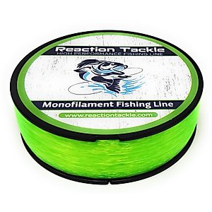 Reaction Tackle Monofilament Fishing Line- Strong and Abrasion-Resistant Nylon Mono Fishing Line, Freshwater and Saltwater Fishing Line Hi Vis Green 25/600