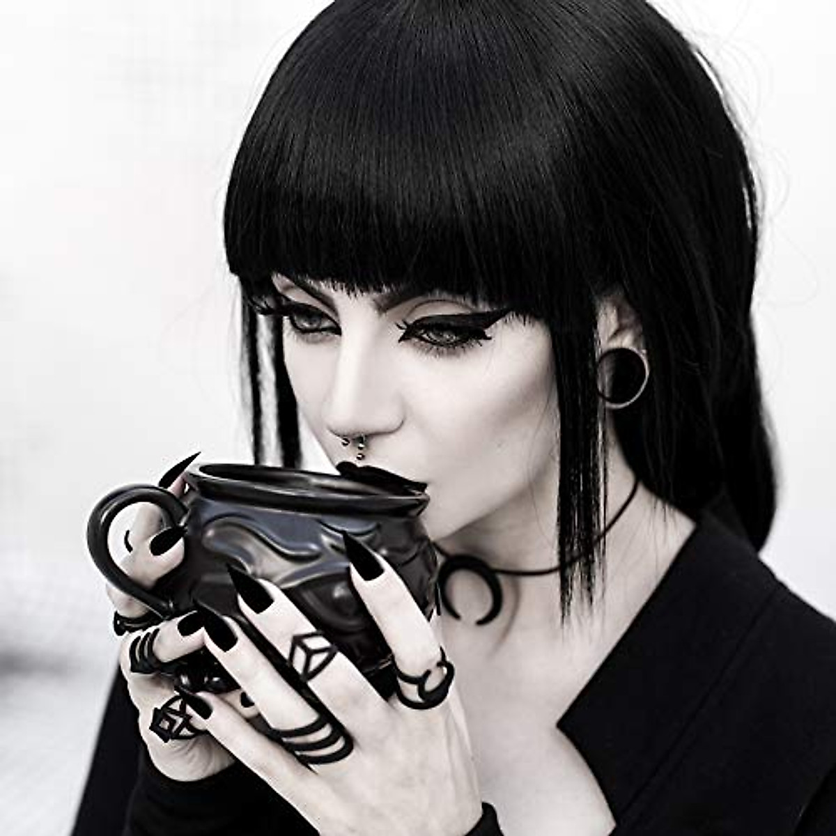 Rogue + Wolf Large Coffee Mug, Big Witch Cauldron Ceramic Mug, Witchcraft Coffee Cups, Ceramic Halloween Decor Spooky Coffee Mugs for Women Porcelain 3D Novelty Gothic Cup Goth Tea Witchy -14 oz 400ml