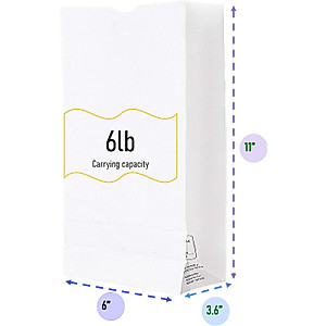 6lb White Rainbow Paper Bags 500 Count (5 x 100 Packs)