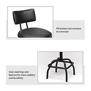 COSTWAY Adjustable Height Bar Stool, 360 Degree Swivel, Modern Guitar Stool for High Ergonomic Seating, with PU Leather Cushion, Heavy Duty Steel Frame for Bar, Shop and Music, Garage, Black