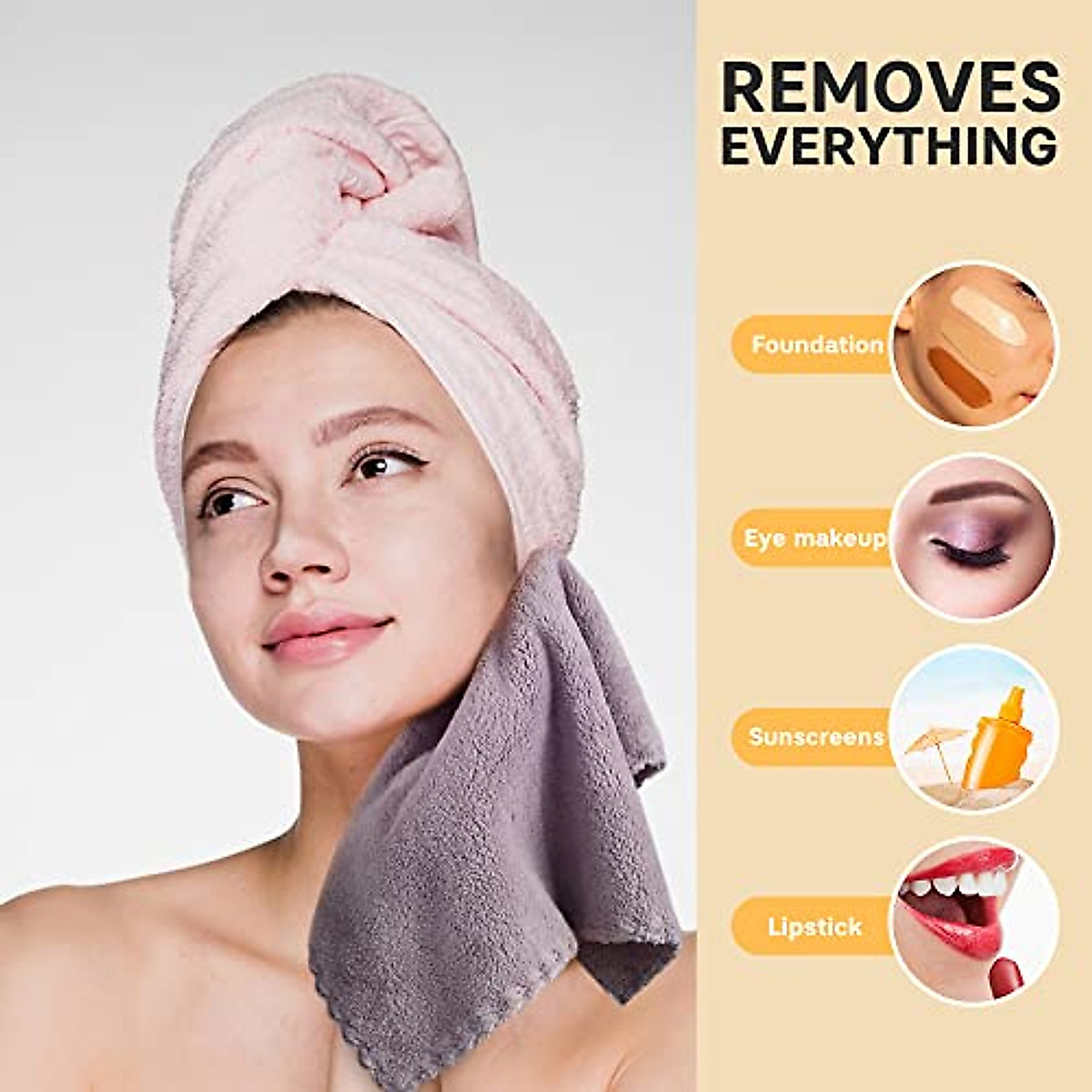 SUNLAND Microfiber Face Cloth Reusable Makeup Remover Facial Cleansing Towel Ultra Soft Face Washcloth 12inchx12inch 6 Pack Dpurple