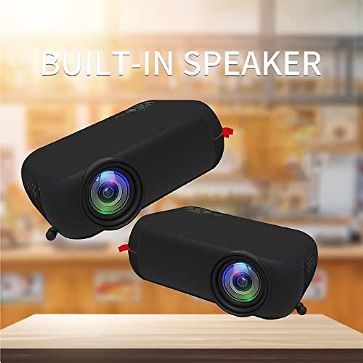 Portable Mini Projector, Home Movie Projector, Full HD 1080P Video Projector, Home Theater, Compatible with Smartphone, Tablet, Laptop, PC