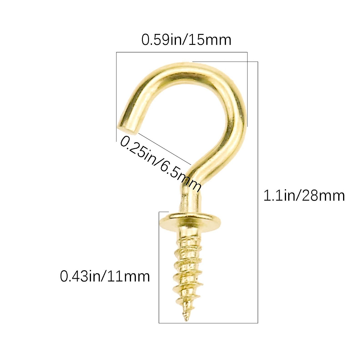 Kukiwhy Mini Ceiling Screw Hooks, 200 Pieces 3/4 Inch Cup Hooks Screw-in Hooks for Hanging Plants Mug Arts Decorations，Gold