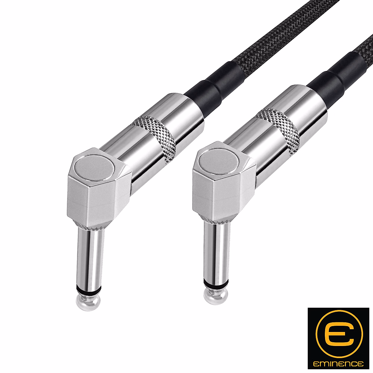 Audioblast - 2 Units - 25 Foot -HQ-1 - Braid(Black) Flexible - Dual Shielded(100%)-Guitar Instrument Effects Pedal Patch Cable w/Eminence Right-Angled ¼ inch(6.35mm) TS Plugs & Double Staggered Boots