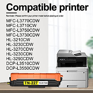 GRATLOV 1-Yellow TN227 TN-227 TN227Y Toner Cartridge Replacement for Brother TN-227Y HL-L3230CDW HL-L3270CDW MFC-L3710CW DCP-L3510CDW