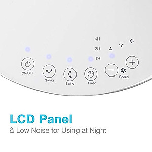 Yescom Pedestal Air Circulator Fan with 90° Oscillation Adjustable Height & Remote Control Quiet 3 Wind Speed Oscillating Fan Home Bedroom White