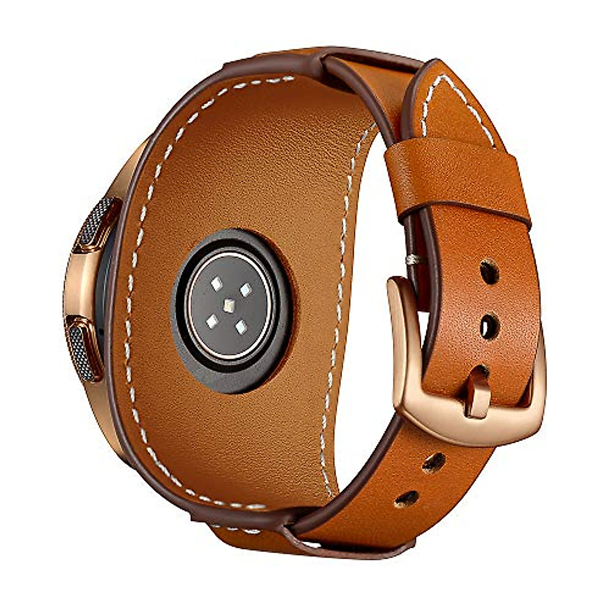 Balerion Cuff Genuine Leather Watch band,Compatible with Samsung Galaxy Watch 6/5/ 4,Galaxy watch3 41mm,Galaxy watch 42mm,Gear Sport and other standard 20mm band width watch,Brown