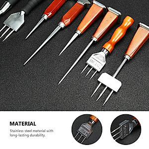 DOITOOL Ice Pick Stainless Steel Ice Crusher with Safety Wood Handle for Kitchen Tool, Three Prong Ice Pick Japanese Style Ice Chipper Bar Ice Picker Tool