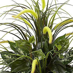 Nearly Natural 6727 3ft. Mixed Greens & Cattails with Planter, 26 x 26 x 36 inches