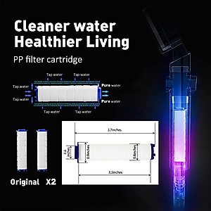 ANTOWER High Pressure Handheld Showerhead with filters Vortex hydro jet Turbo Propeller 360 Degrees Rotating Easy Install(I-Blue)