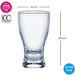 東洋佐々木ガラス Toyo Sasaki Glass 07603 Japanese Sake Glass, 2.4 fl oz (70 ml), Cup, Made in Japan, Dishwasher Safe, Pack of 6