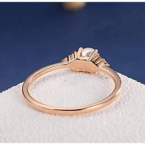 WDIYIEETN Elegant Pearl Rings Rose Gold CZ Crystal Fashion Engagement Wedding Ring (7)
