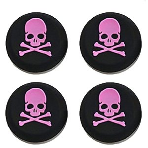 Silicone Thumb Stick Grip Cap Joystick Thumbsticks Caps Cover for PS4 PS3 Xbox One PS2 Xbox 360 Game Controllers (Pink Skull 4PCS)