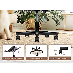 FEZIBO Home Office Desk Chair, Modern Office Chair Mid Back, Swivel Rolling Chair with Wheels, Height Adjustable Computer Tsak Chair, Brown