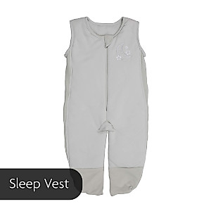 Baby Brezza 3-in-1 Baby Sleepsuit - Unique Swaddle Transition Sleepsuit - Breathable with Mesh Panels - Converts Between Sleepsuit, Wearable Blanket & Sleep Vest, 3-6 Months, Grey