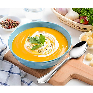 Dinner Spoons Set of 12, E-far 7.9 Inch Stainless Steel Soup Spoons Tablespoons for Home, Kitchen or Restaurant, Non-toxic & Mirror Polished, Scalloped Edge & Dishwasher Safe