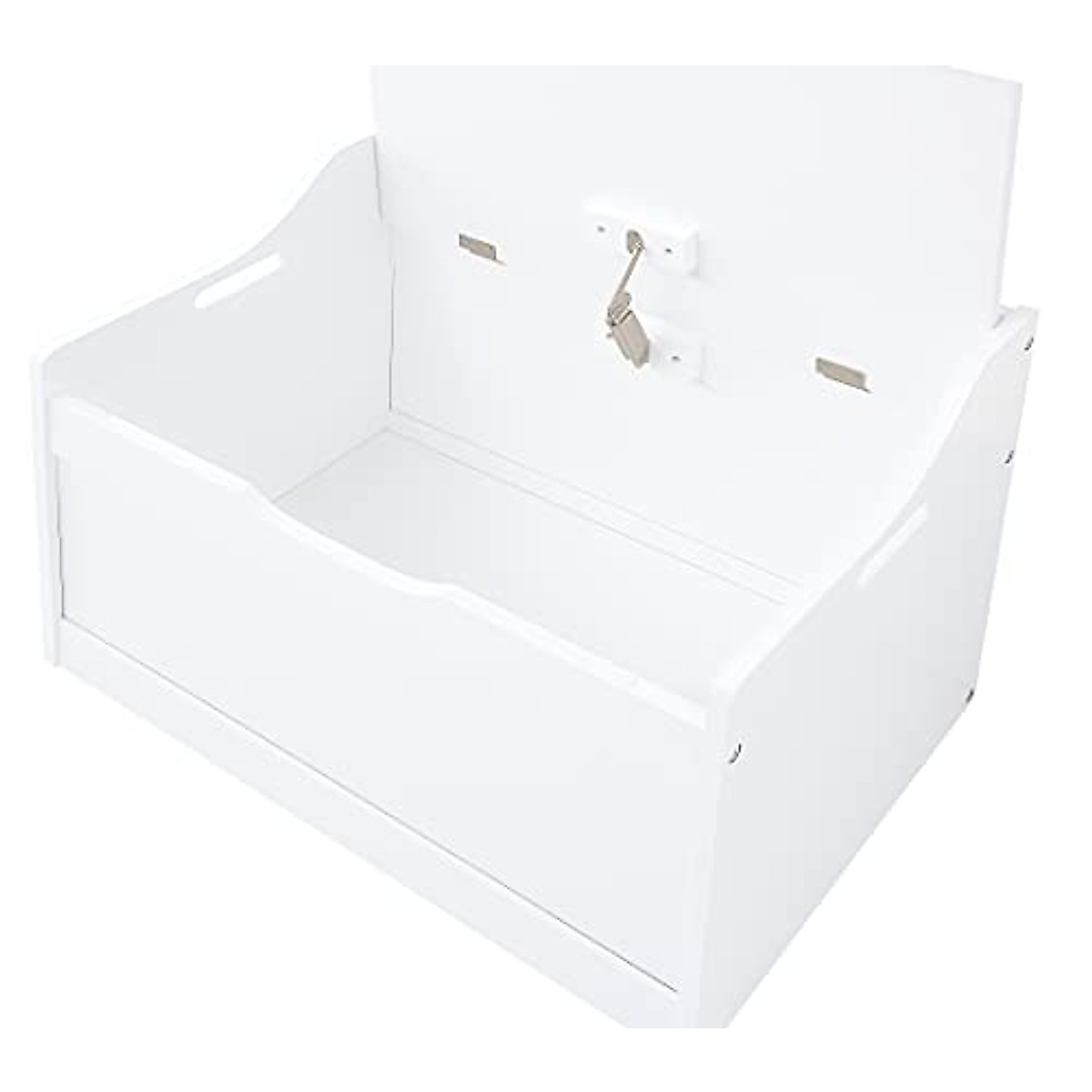 RAAMZO Wood Modern Storage Bench Box Blanket Chest Trunk with Safety Hinged Lid in White Finish