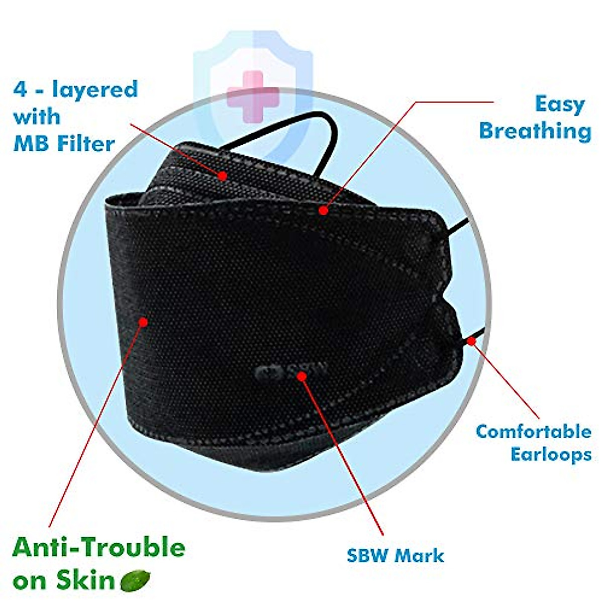 KN FLAX [10Packs] KF94 Black - Face Protective Mask for Adult (Black) [Made in Korea] [10 Individually Packaged] TRY Premium KF94 Certified Face Safety Black Dust Mask for Adult