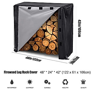 Firewood Cover,Log Rack Cover,Heavy Duty Waterproof [4 Feet] Firewood Rack Snow Protector with Durable Fabric Fits for 4 Seasons, L48xW24xH42 Inches