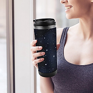Travel Coffee Mug Stainless Steel Travel Mug Insulated Coffee Cup with Lid Stars in Night Sky Car Thermos Cups Double Walled Coffee Tumbler for Iced And Hot Drinks