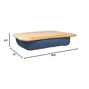 Yogibo Traybo 2.0 Lap Desk, Bamboo Top Lap Desk With Pillow for Laptop Built in Slot for Tablet or Phone, Lap Pad for Working, Reading, Writing, Lap Board, Blue