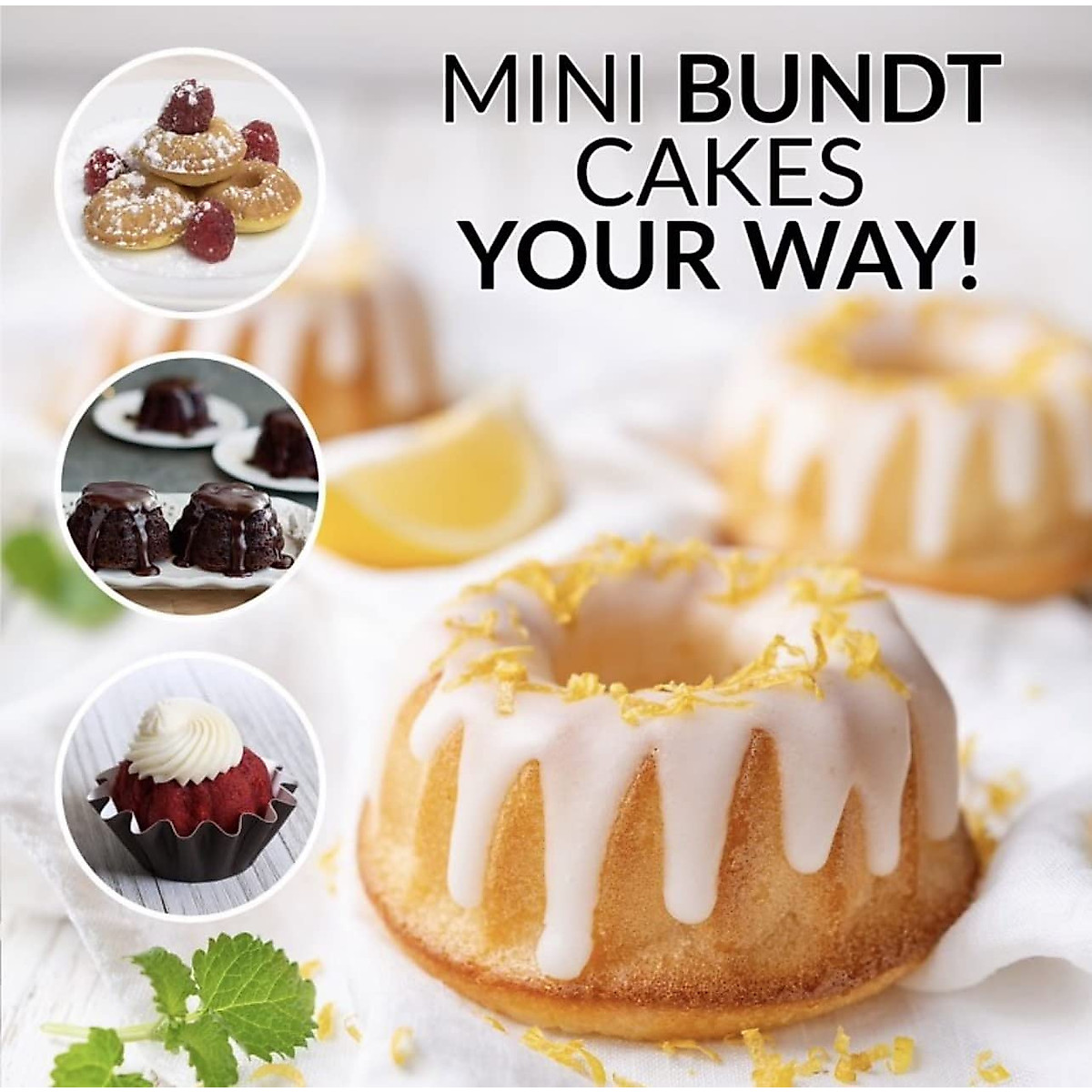 Nostalgia MyMini Lava & Bundt Cake Maker-mini breads, mini muffins, compact size (Navy)